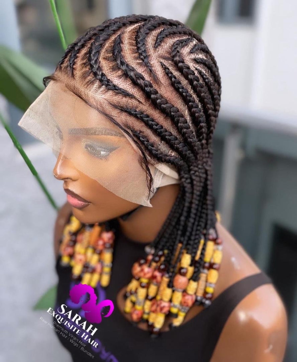 Full Lace Allback Braided Wig With Beads - Etsy
