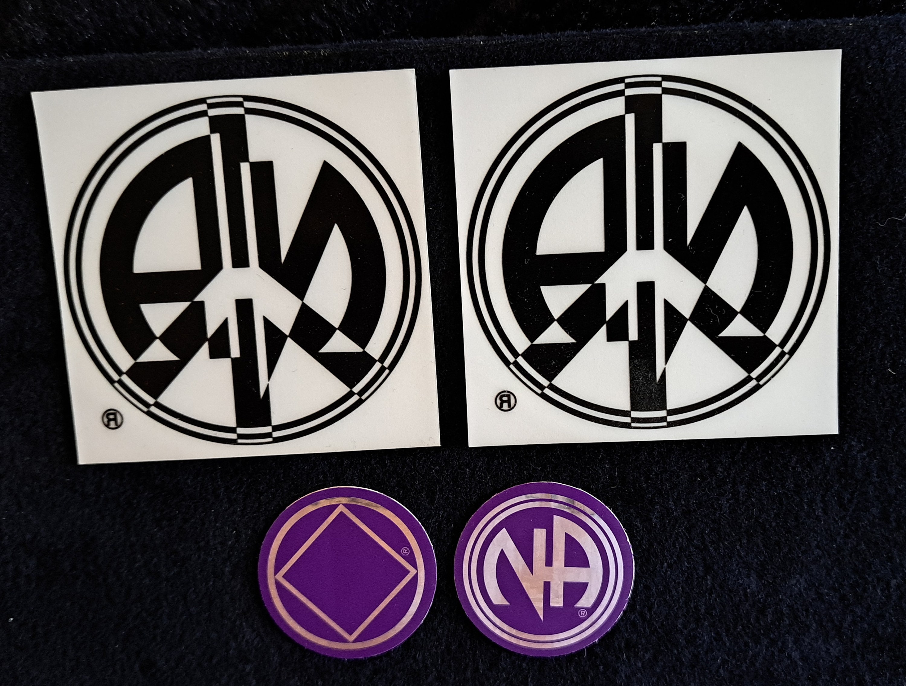 Narcotics Anonymous Set of Two Peace Sign Logos Aand 2 Small NA ...