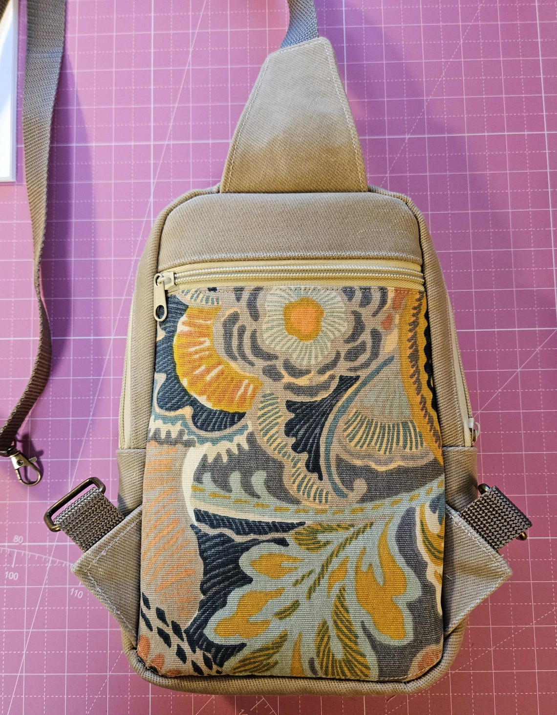 Mini Sling Backpack Waxed Canvas Sling Crossbody Sling With Zipper ...