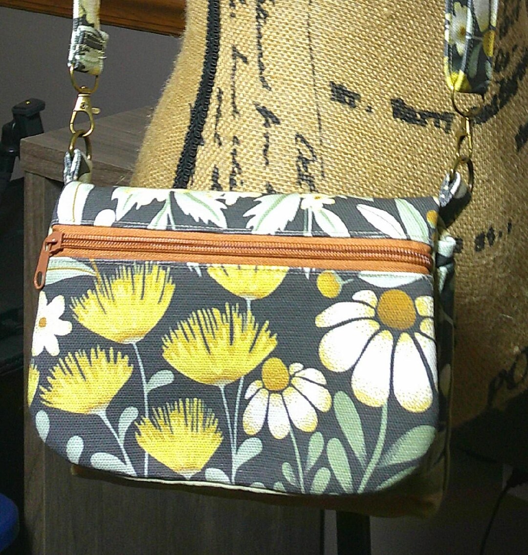 Waxed Canvas Fold-over Purse Wallet: Floral Print, Zipper Pockets - Etsy