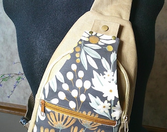 Mini Sling Backpack Waxed Canvas Sling Crossbody Sling With Zipper ...