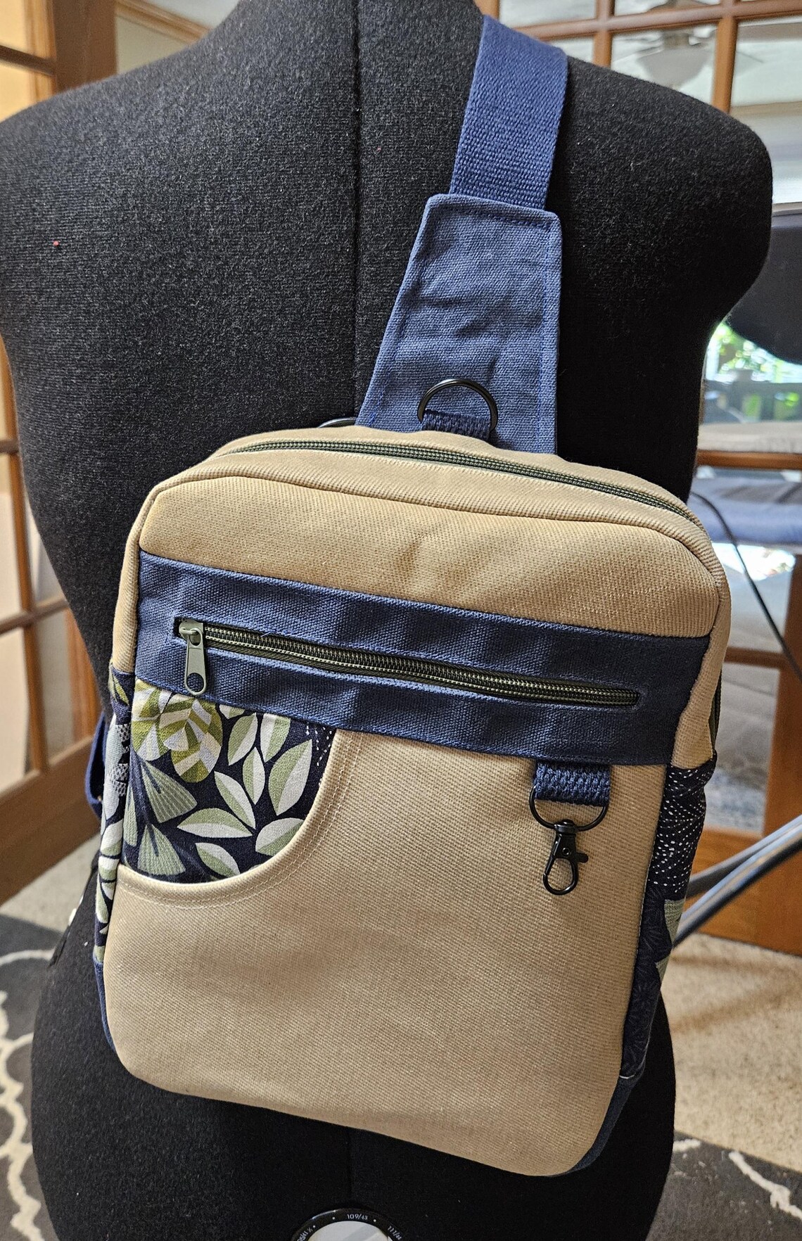 Sling Backpack Waxed Canvas Sling Reporter Bag With Zipper Pockets Slip ...