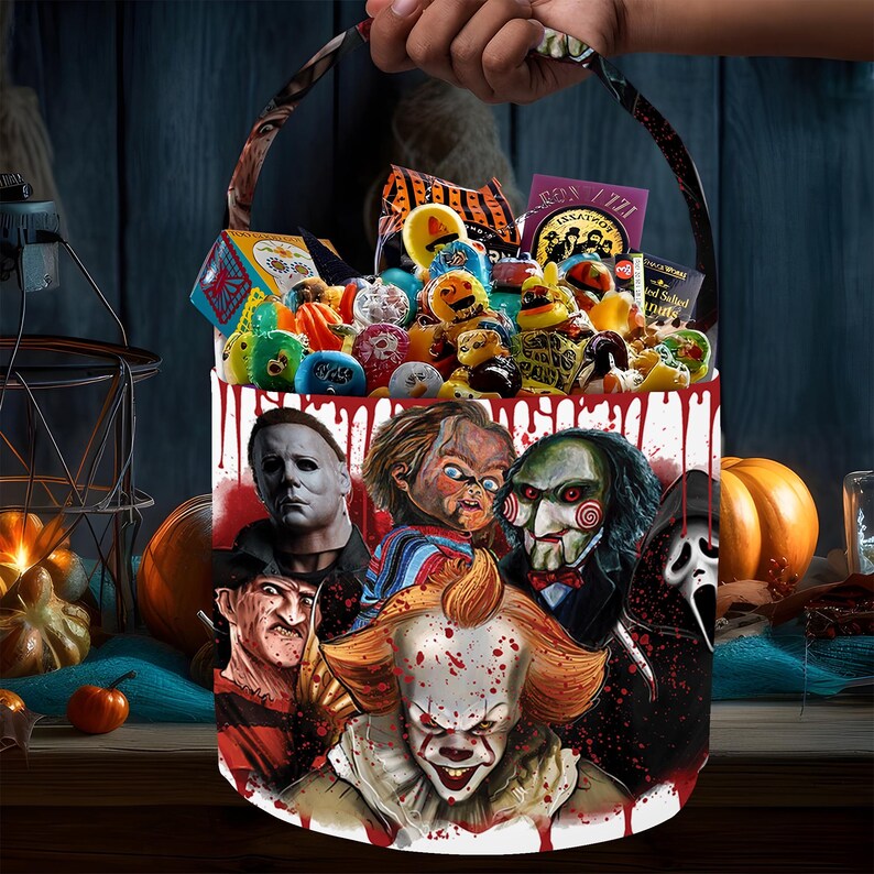 Halloween Fabric Basket, Michael Myers Halloween Fabric Basket, Custom ...