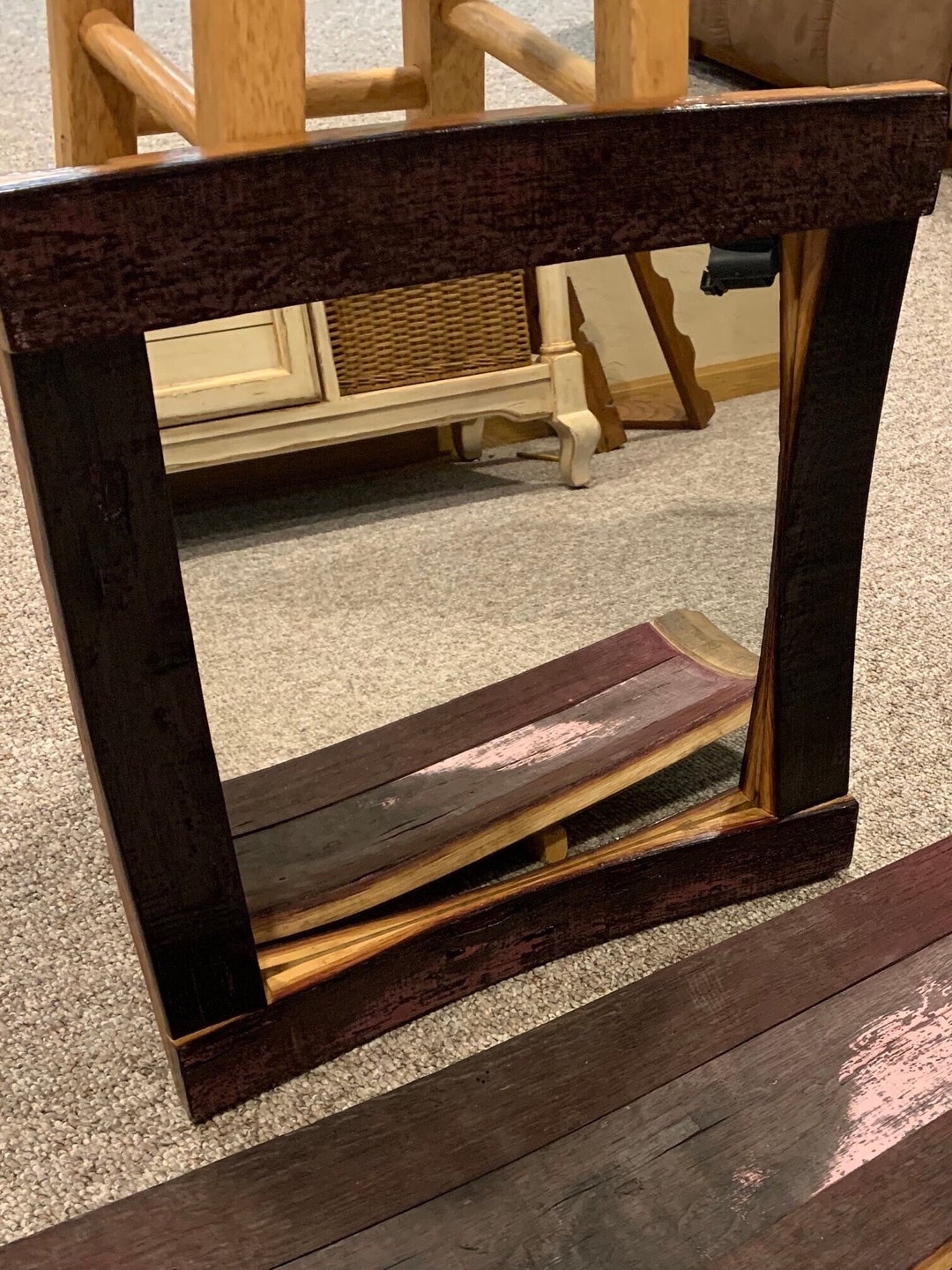 Mirror Barrel Frame Handmade Wine Barrel Mirror Barrel Stave Framed ...