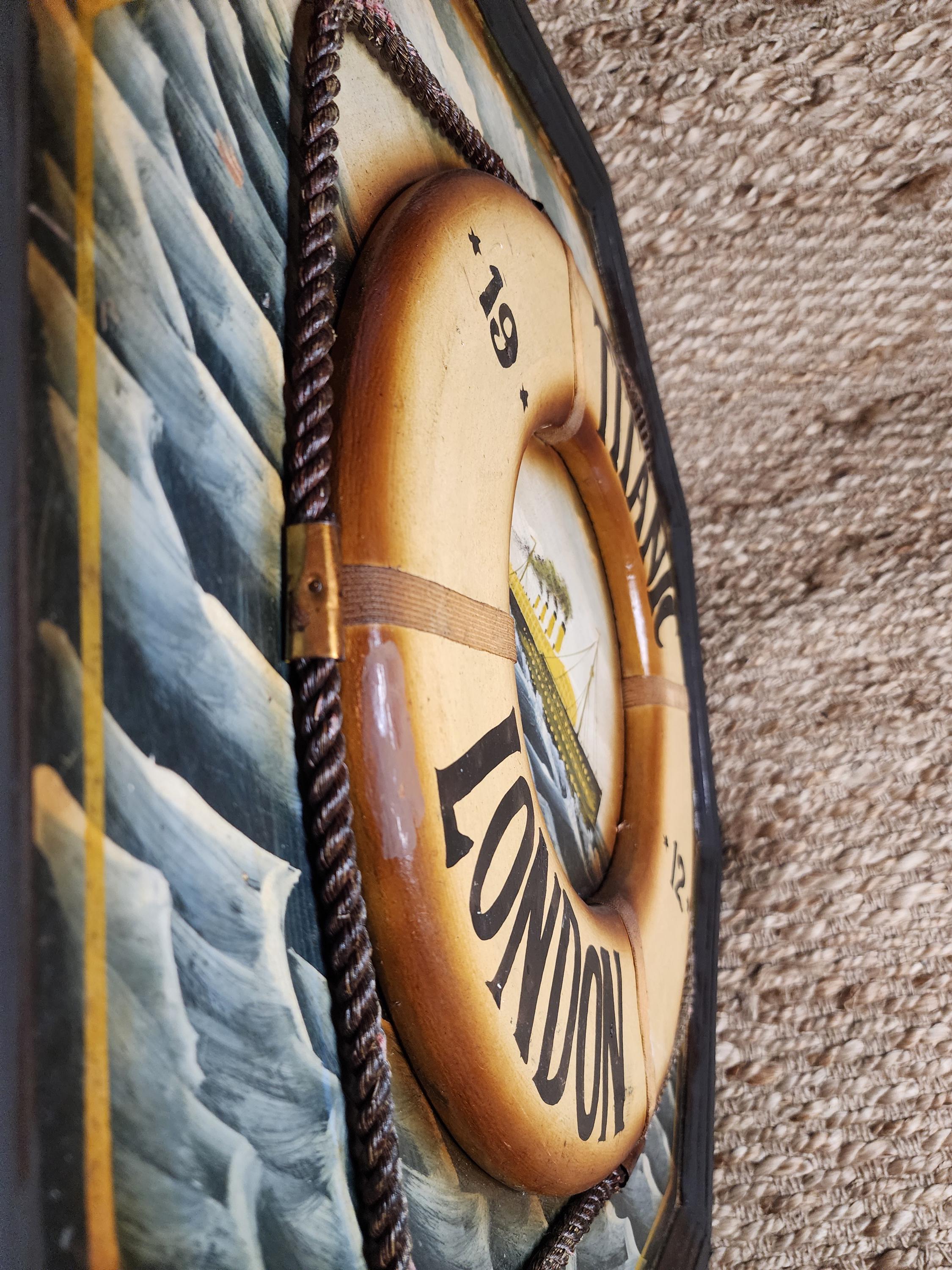 Vintage TITANIC Hand Painted 3D Octagon Wood Sign Life Preserver Real ...