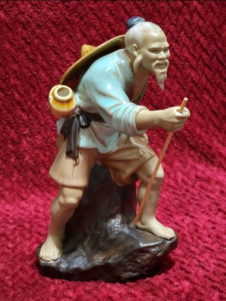Antique Chinese Shiwan Art Pottery Fishermen Figure Statue Home Decor ...