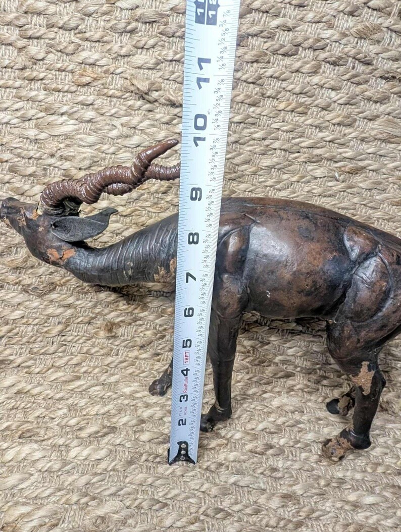 Vintage Brown Leather Antelope Figure Unique Wild African Home Office ...