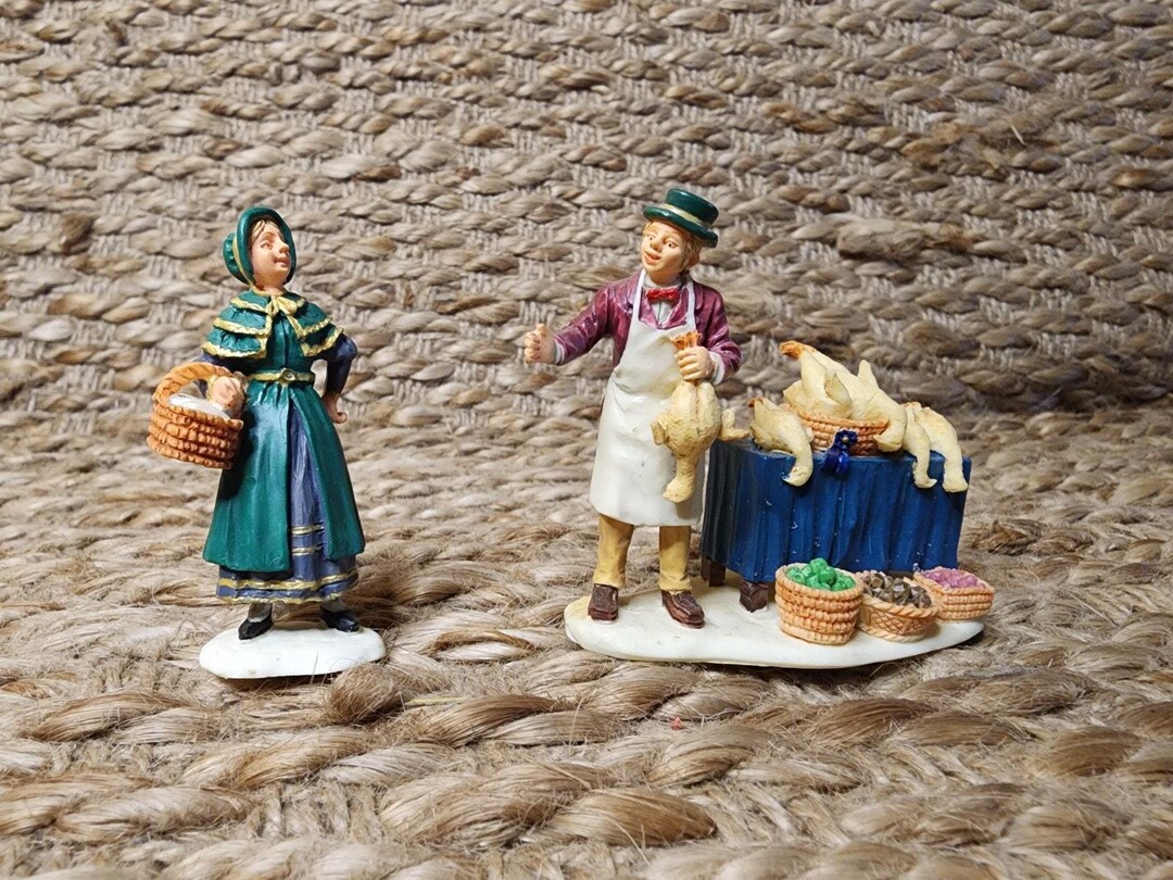 2 Vintage 1999 LEMAX Village Figurines "the Turkey Seller" Holiday ...