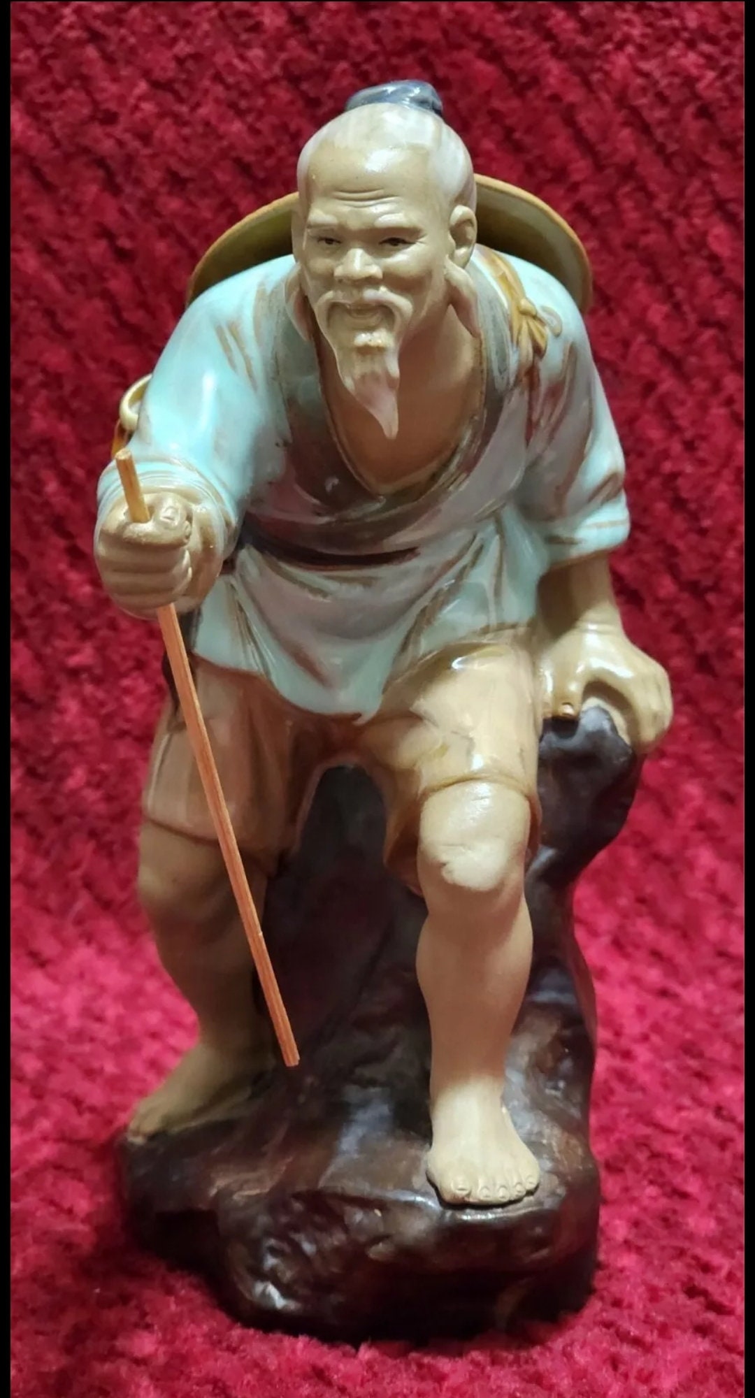 Antique Chinese Shiwan Art Pottery Fishermen Figure Statue Home Decor ...