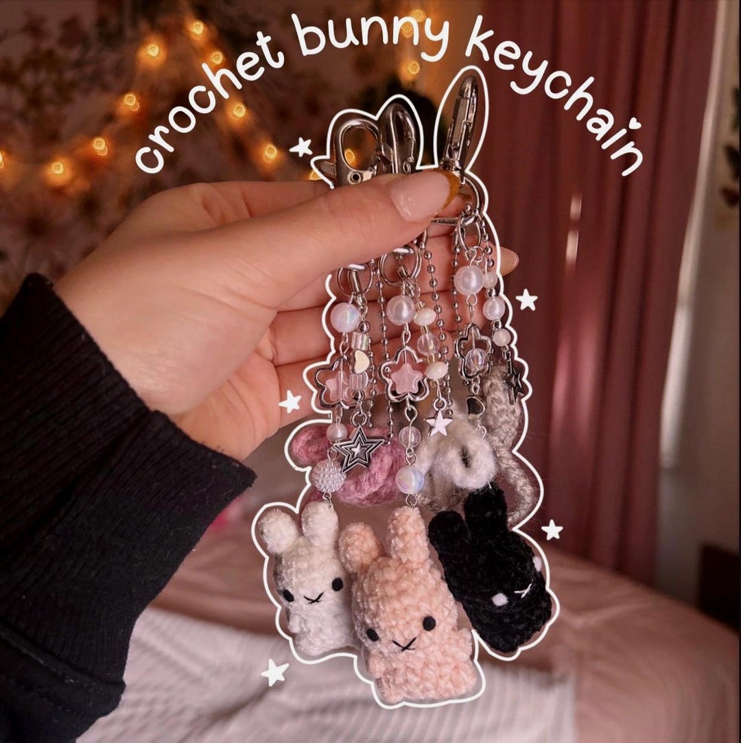 Crochet Bunny Keychain - Etsy