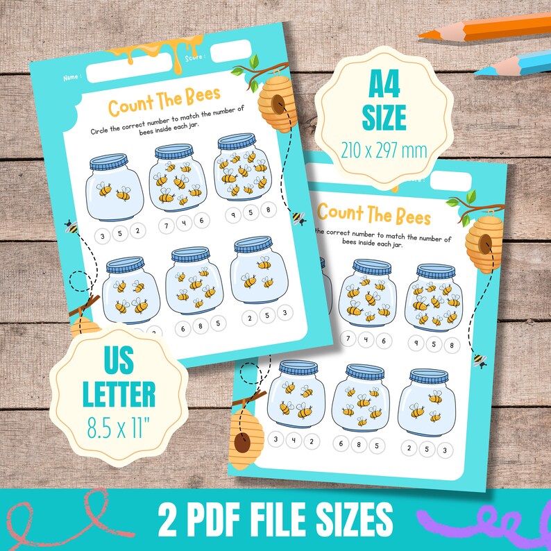 3 Bug Themed Counting Pages for Kids, Preschoolers Toddlers Learning ...