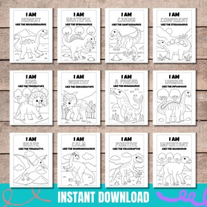 23 Easy Dinosaur Coloring Pages for Kids, Positive Affirmations ...