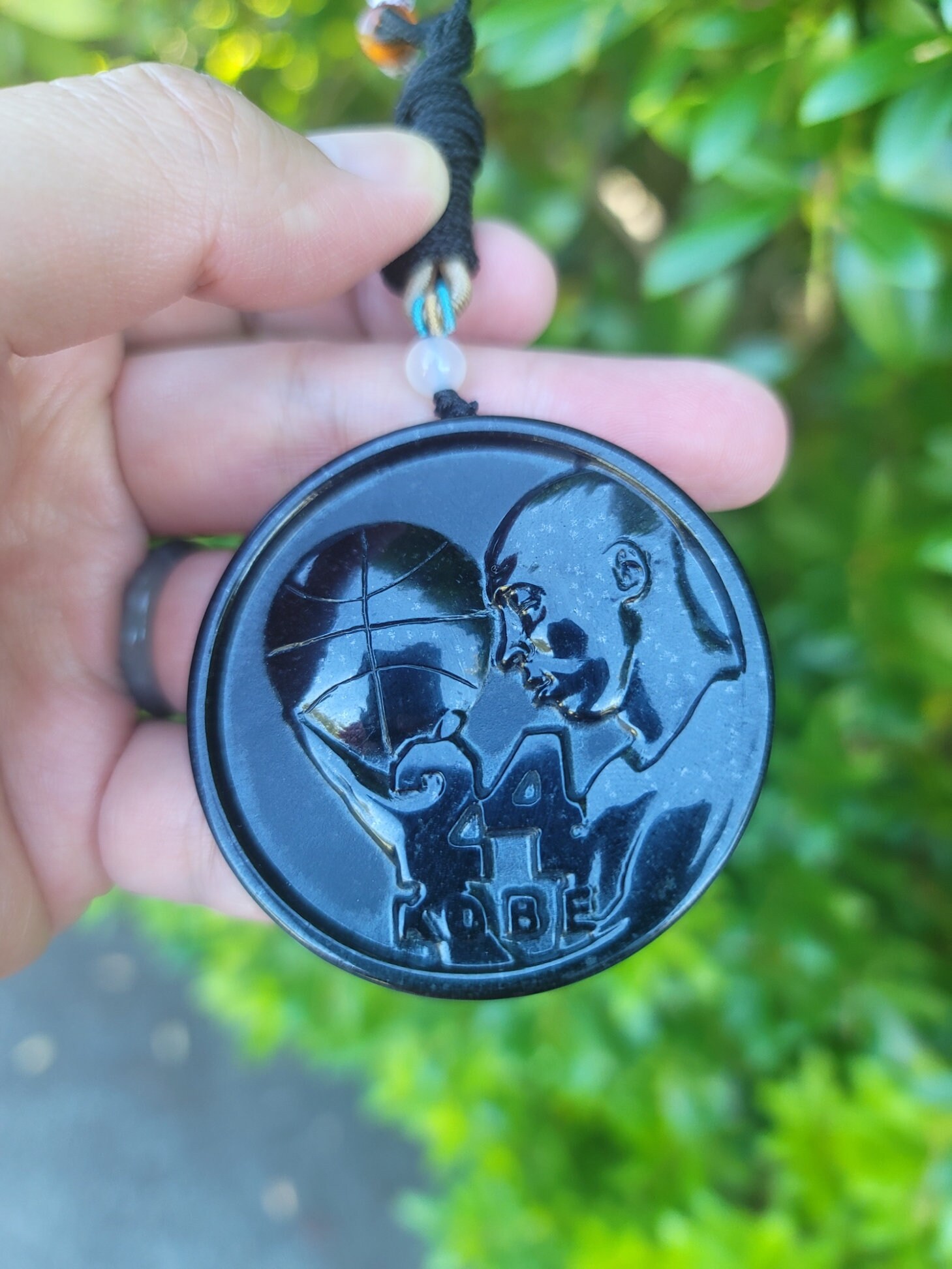 Hand-carved Black Jadeite Kobe Bryant Pendant, Iconic Basketball Legend ...