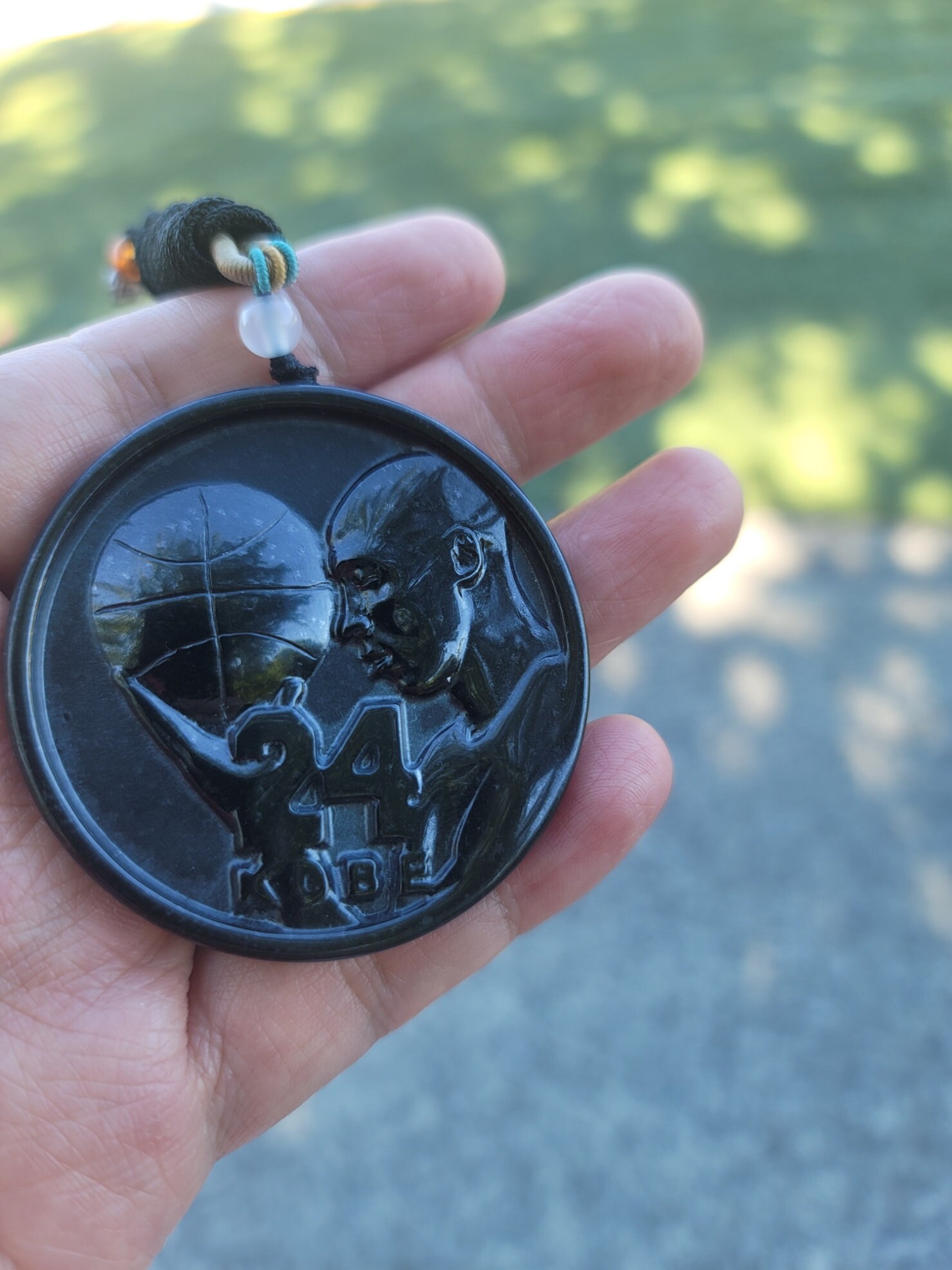 Hand-carved Black Jadeite Kobe Bryant Pendant, Iconic Basketball Legend ...