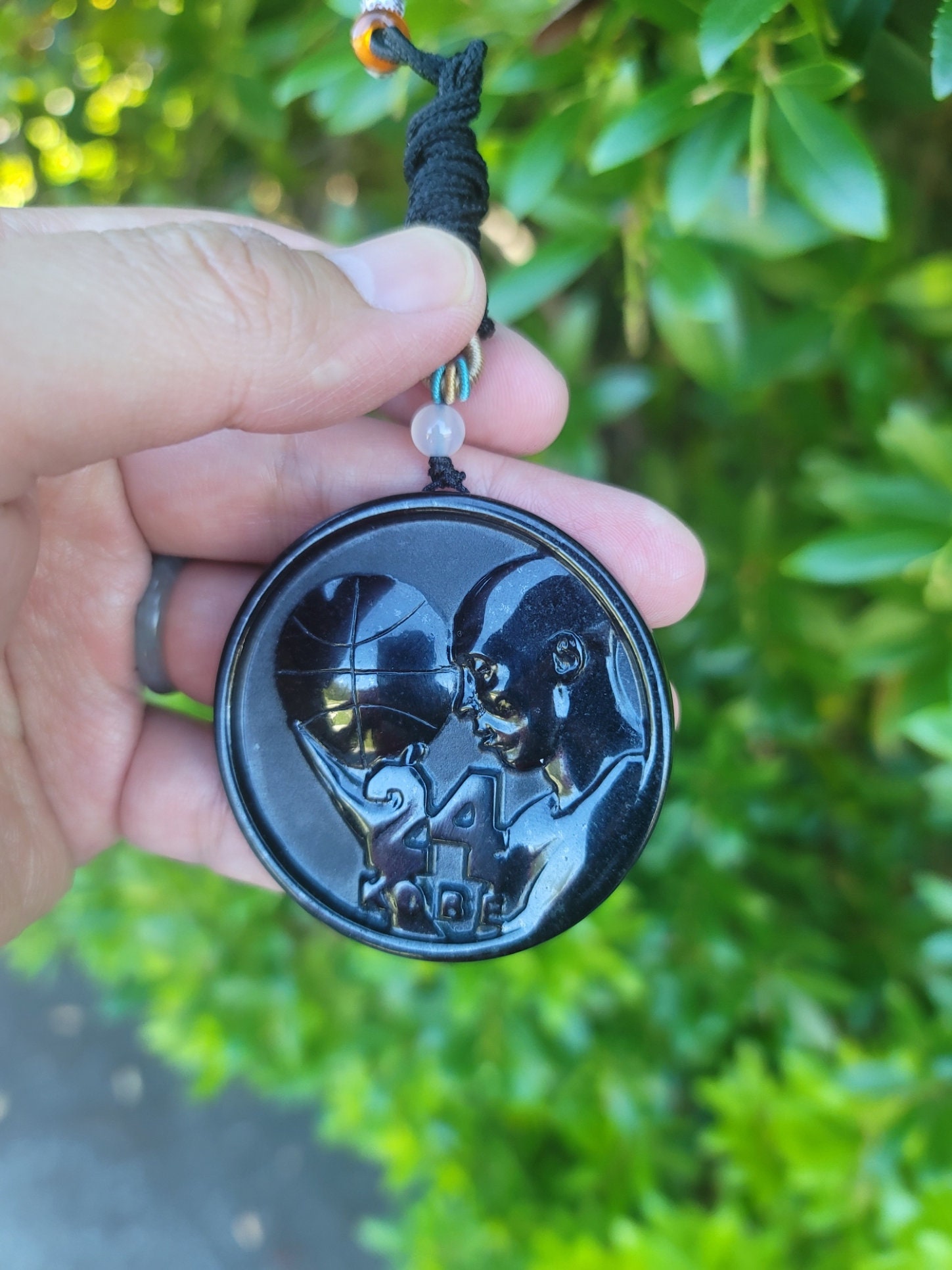 Hand-carved Black Jadeite Kobe Bryant Pendant, Iconic Basketball Legend ...