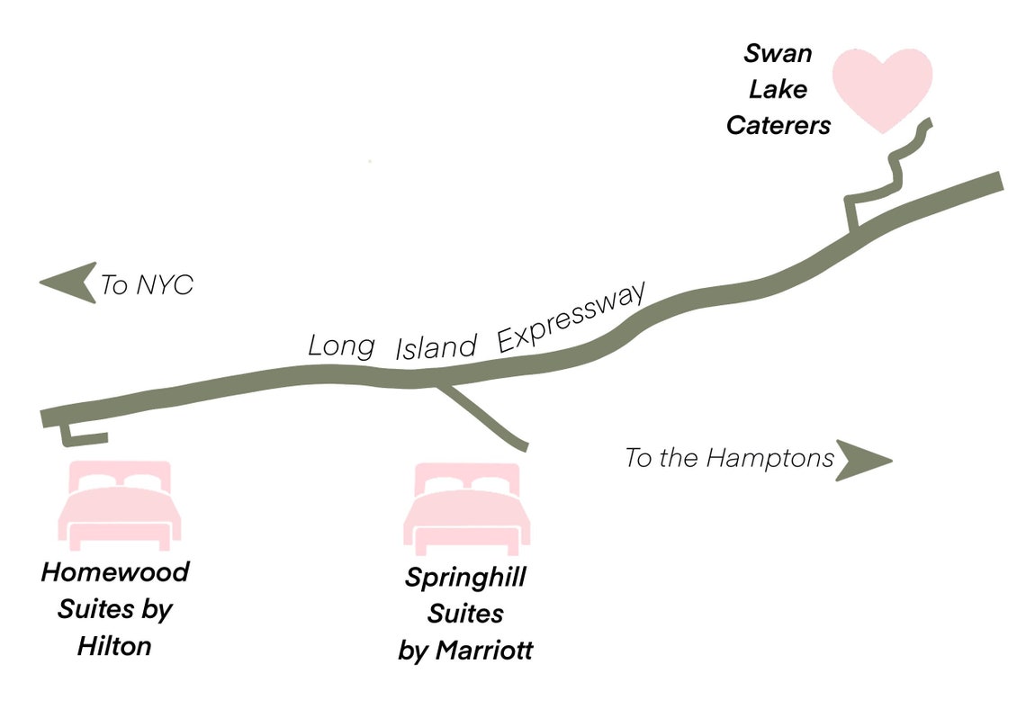 Custom Directions Map for Wedding Insert Card or Event Invitations ...