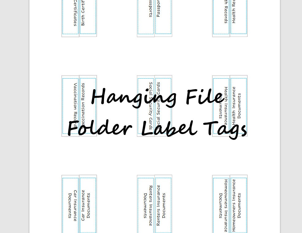 Double-sided Hanging File Folder Labels Tags - Etsy