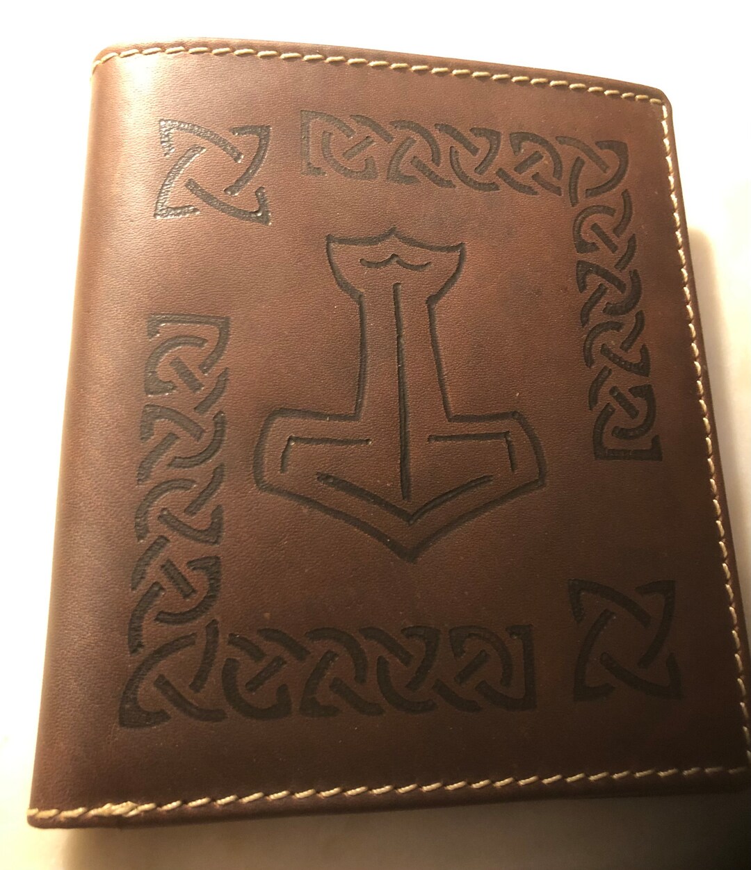 Leather Bifold Wallet, Inscribed With Mjölnir, Thor’s Mighty Hammer. - Etsy