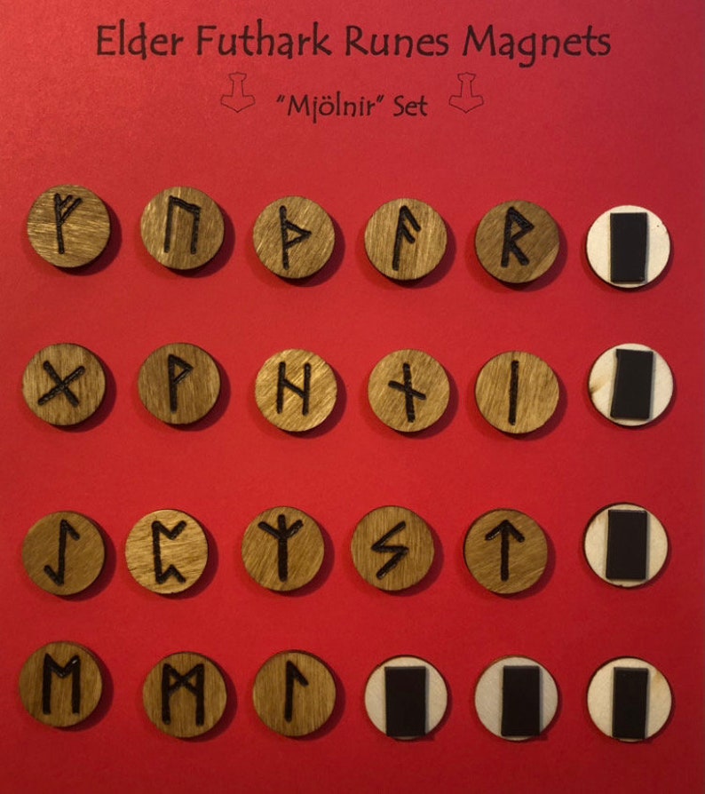 Elder Futhark Runes Magnets, 24 Pieces Viking and Norse Mythology ...