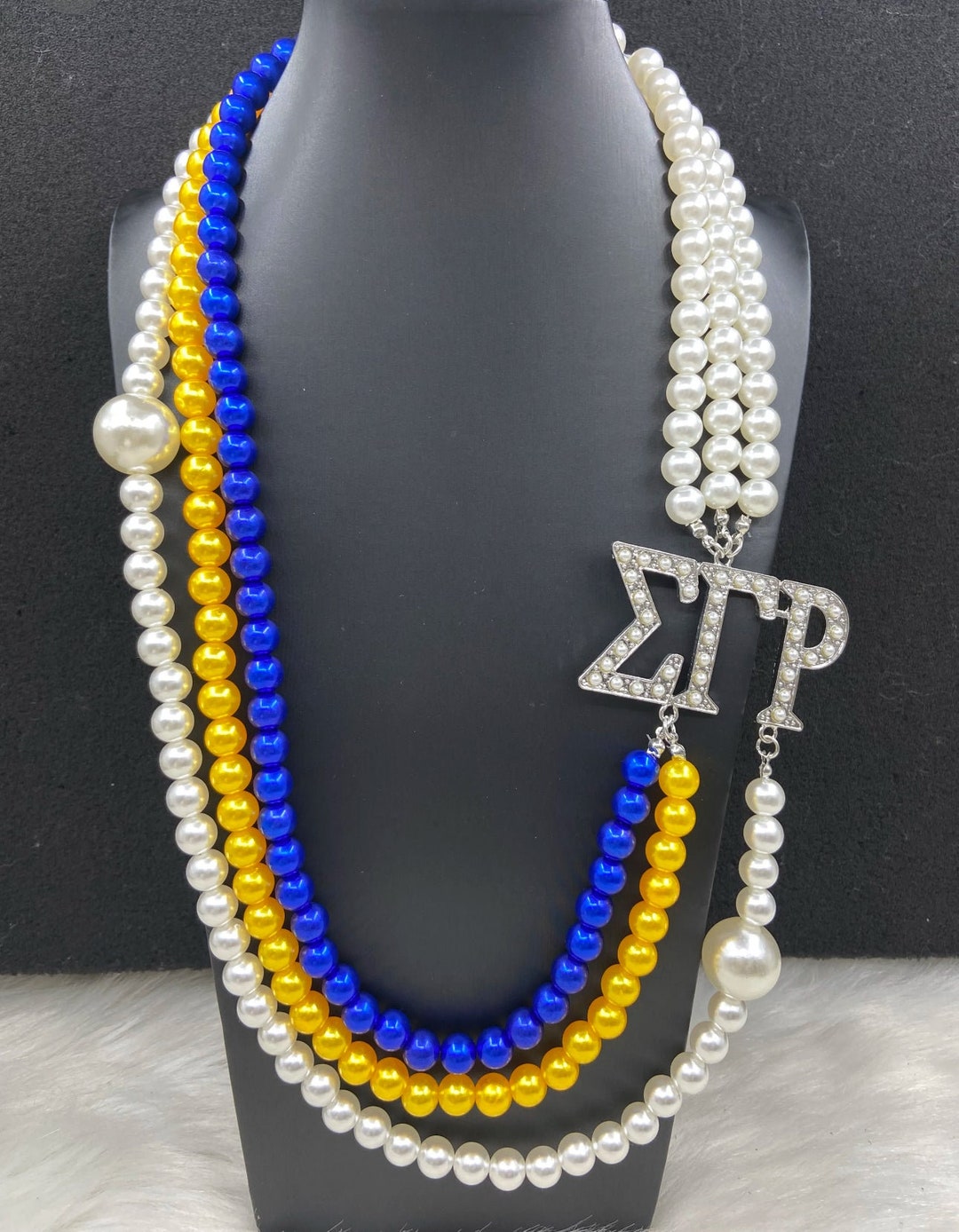 Sigma Gamma Rho Blue Gold & White Pearls - Etsy