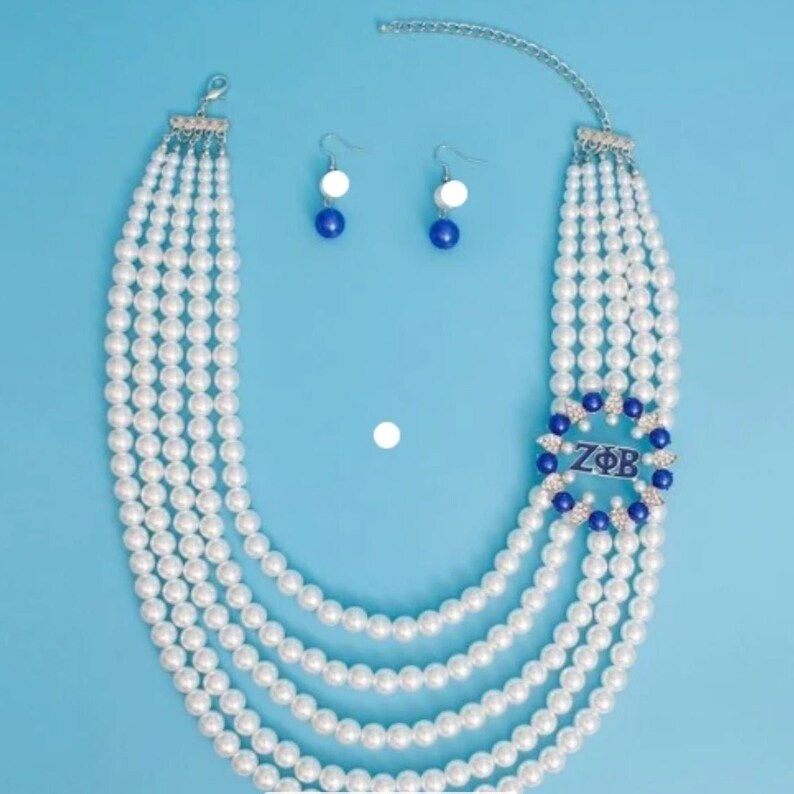Zeta Phi Beta White Pearl Necklace & Earring Set - Etsy