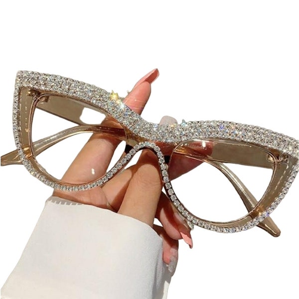 Rhinestone Glasses - Etsy