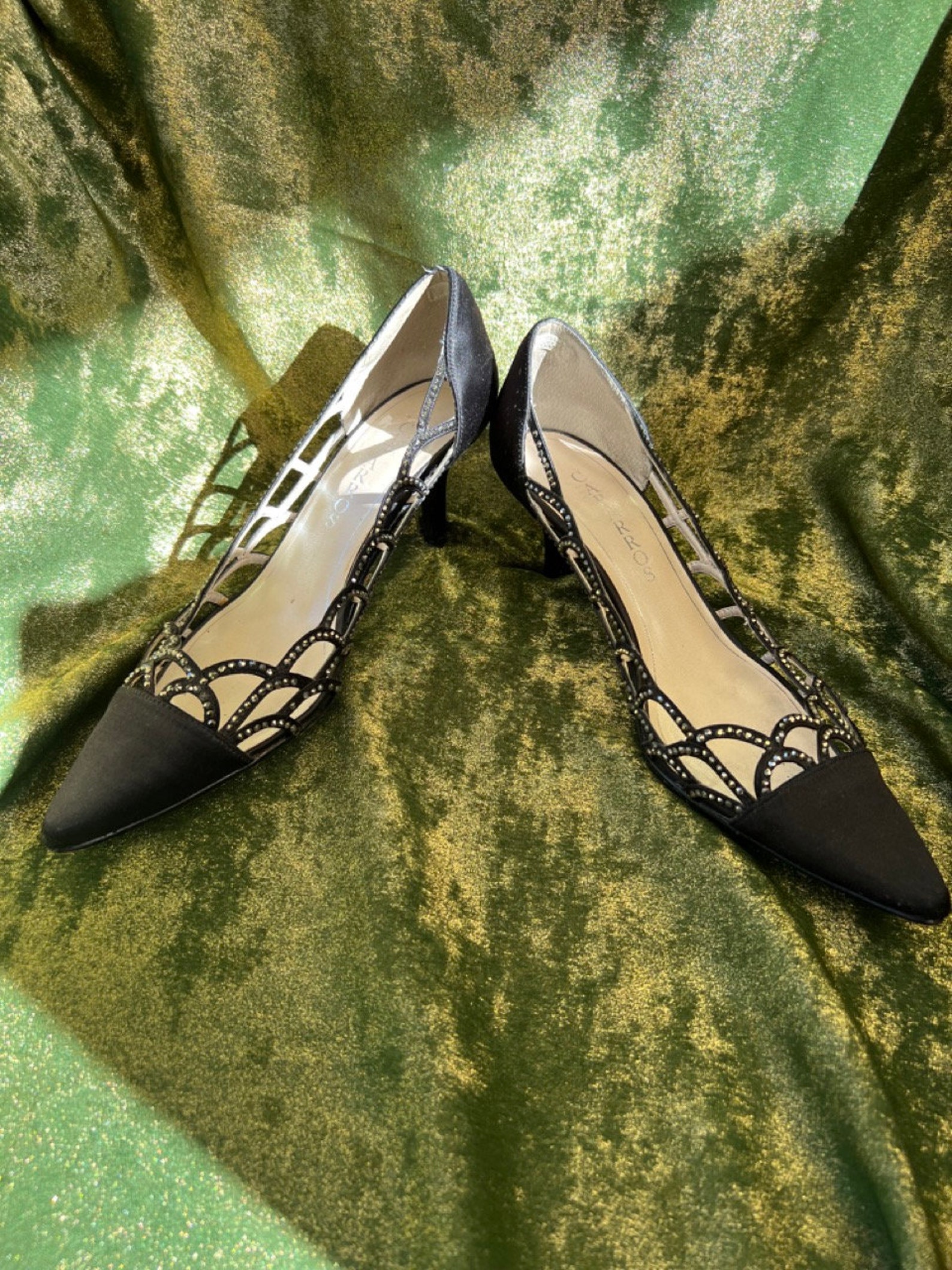 Old Hollywood High Heels Size 8.5 Black Vintage Art Deco Style Heels ...