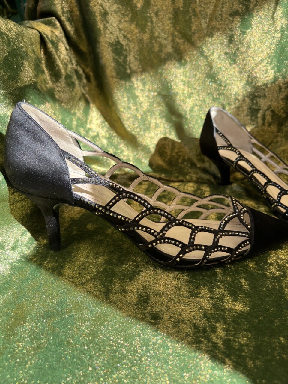 Old Hollywood High Heels Size 8.5 Black Vintage Art Deco Style Heels ...
