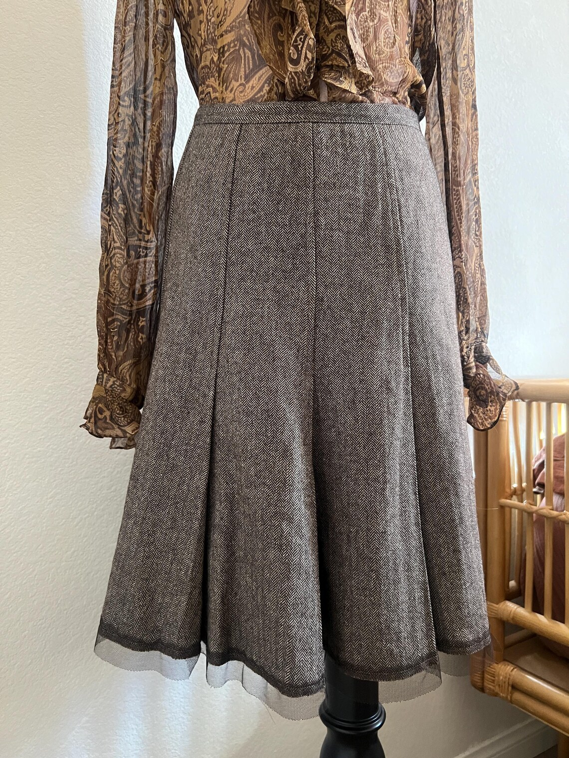 Vintage Dark Academia Brown Skirt | Dark Cottagecore Librarian Skirt - Etsy