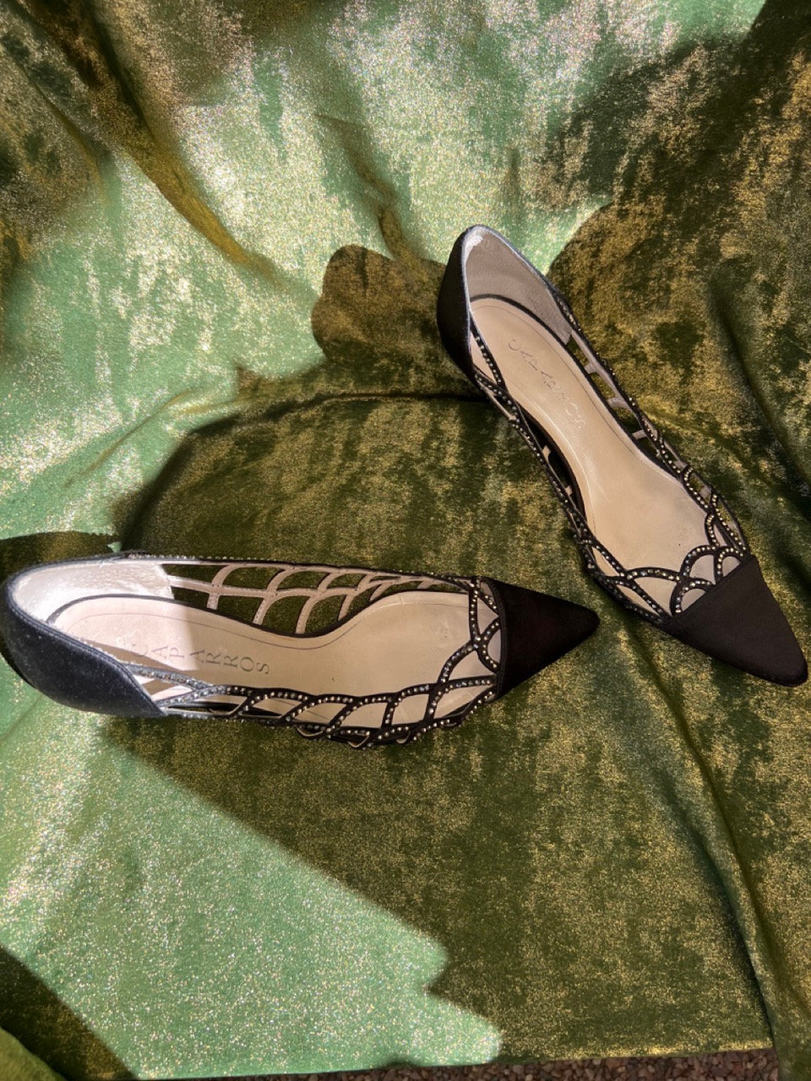 Old Hollywood High Heels Size 8.5 Black Vintage Art Deco Style Heels ...