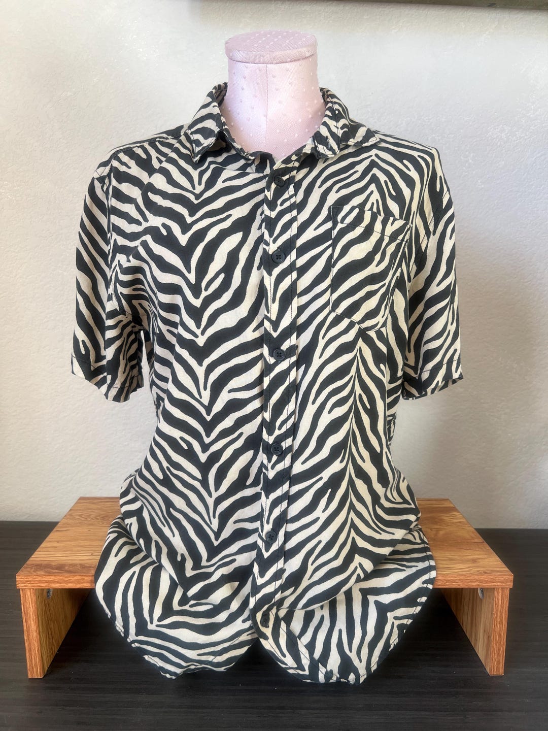 Zebra Print Blouse | Retro Animal Print Shirt - Etsy