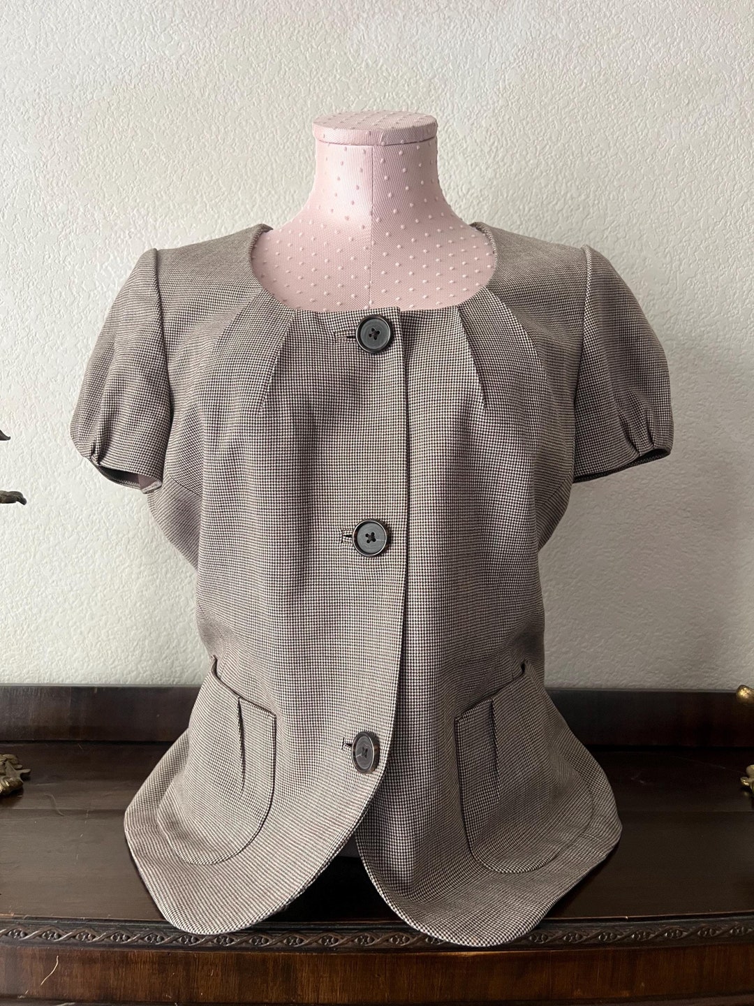 Vintage Dark Academia Tweed Pattern Blouse | Dark Cottagecore Top ...