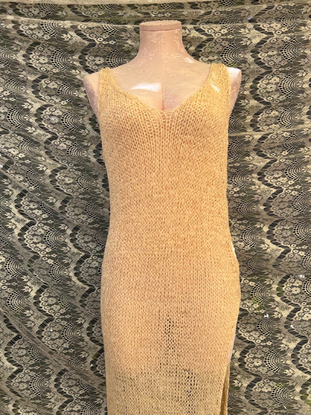 Dreamy Fishnet Inspired Beige Mermaid Dress Beachy Bodycon Summer Dress ...