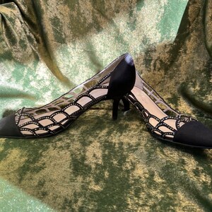 Old Hollywood High Heels Size 8.5 Black Vintage Art Deco Style Heels ...