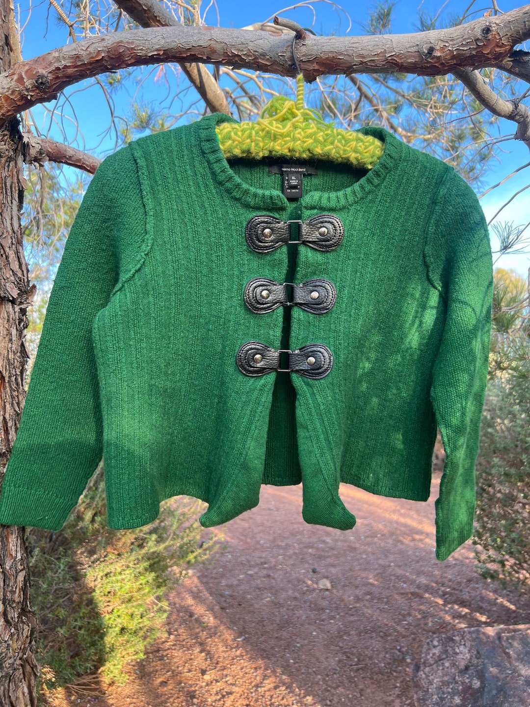 Vintage Green Cardigan With Black Straps | Spring Cardigan Size Small ...