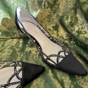Old Hollywood High Heels Size 8.5 Black Vintage Art Deco Style Heels ...
