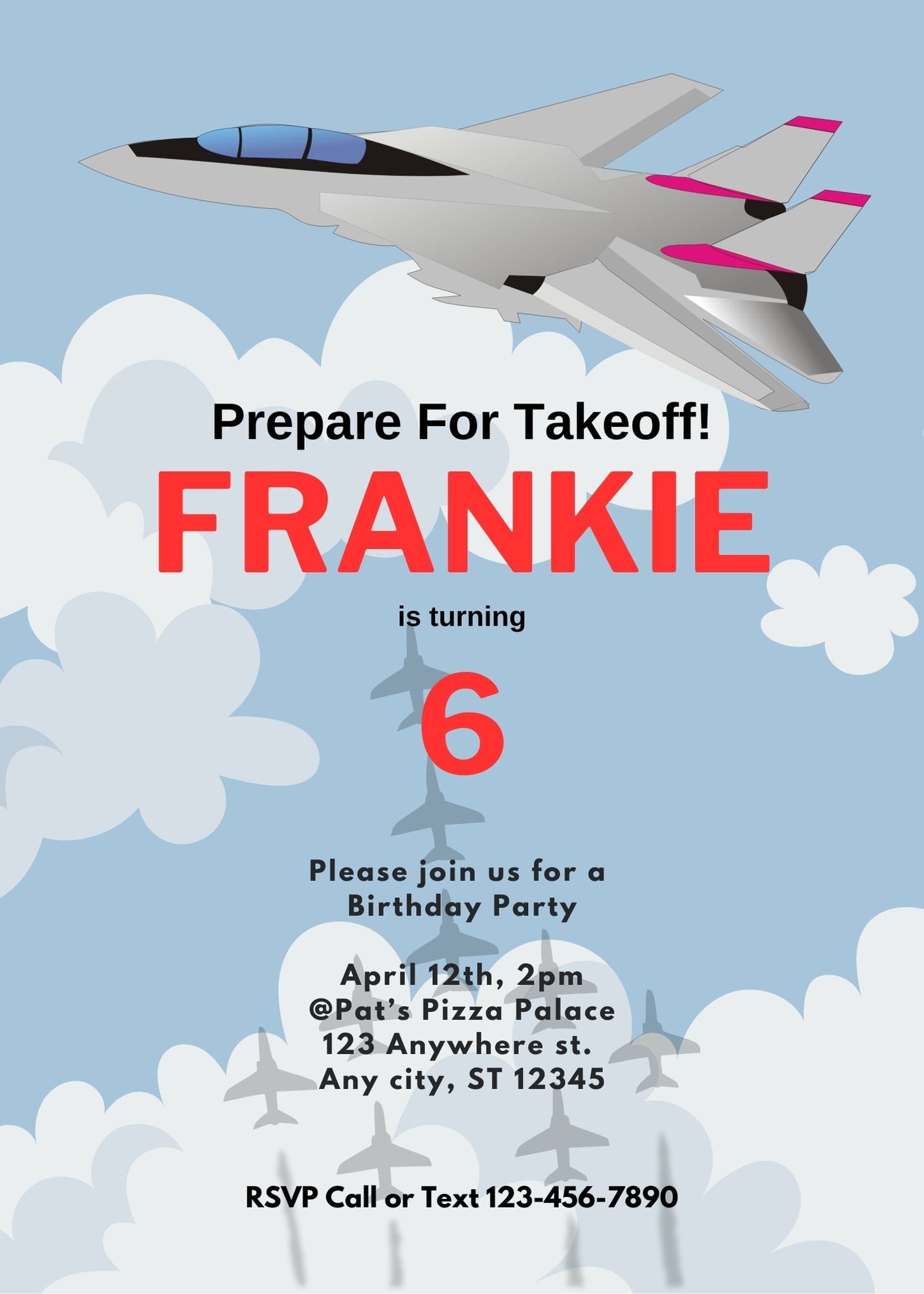 Fighter Jet Birthday Invitation Template, Military, Air Force, Navy ...