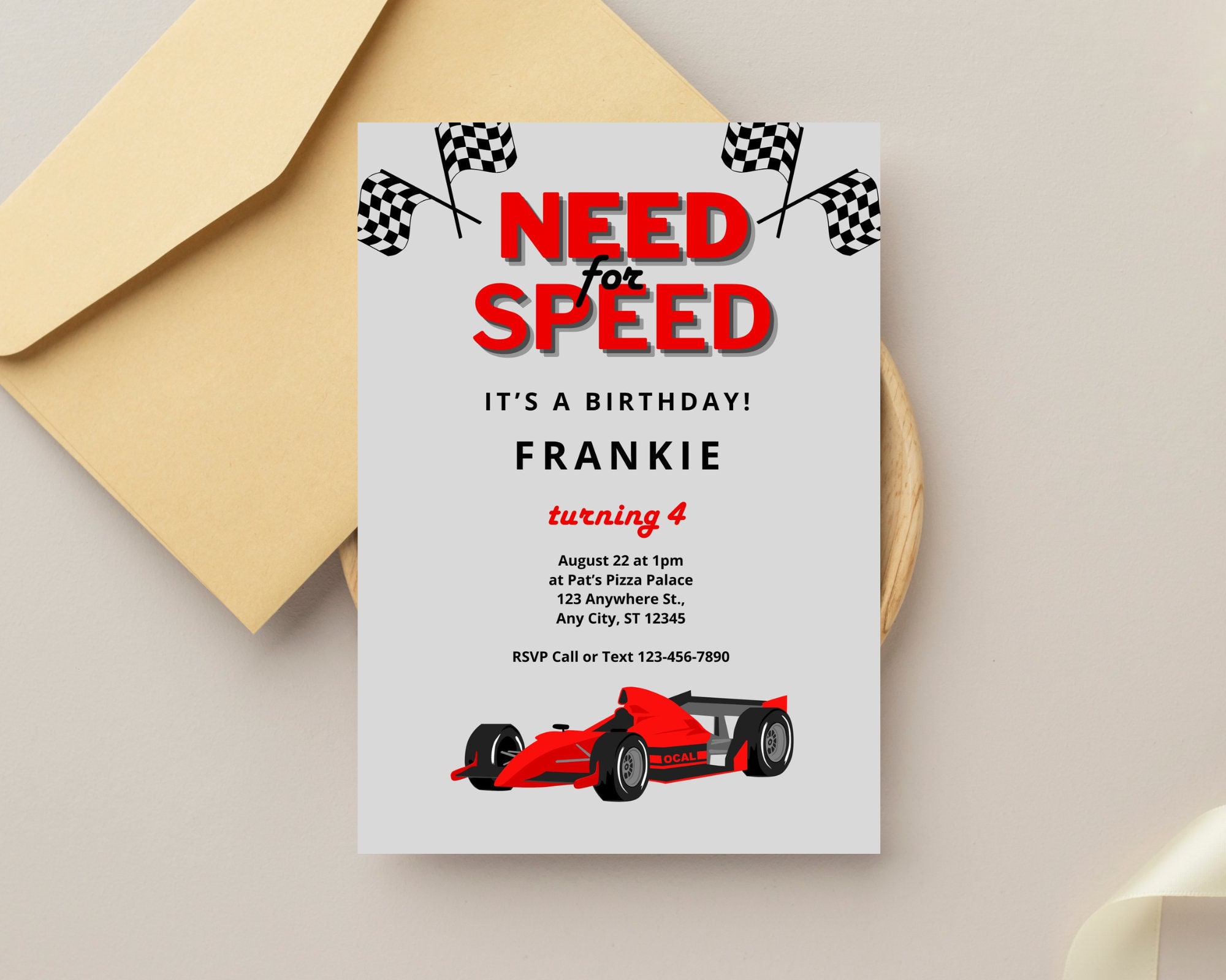 Race Car Formula 1 Birthday Invitation for All Ages, Immediately ...