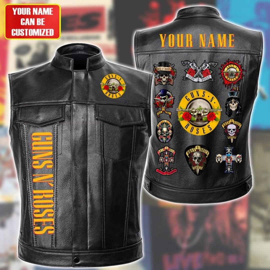 Personalized Guns N' Roses Rock Band Leather Vest Jacket, Mens SOA Vest ...