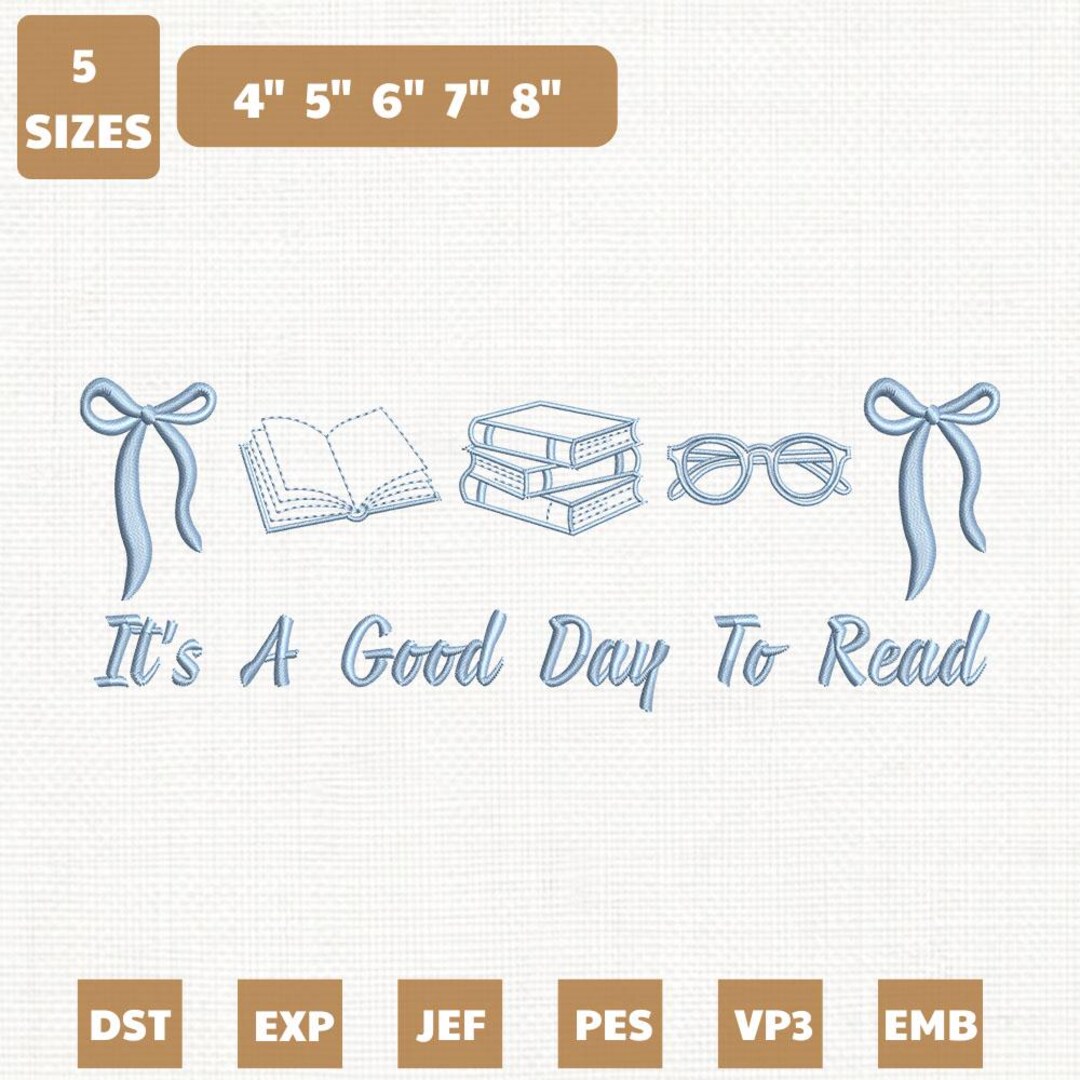 It's A Good Day to Read Book Icons Machine Embroidery File, Coquette ...