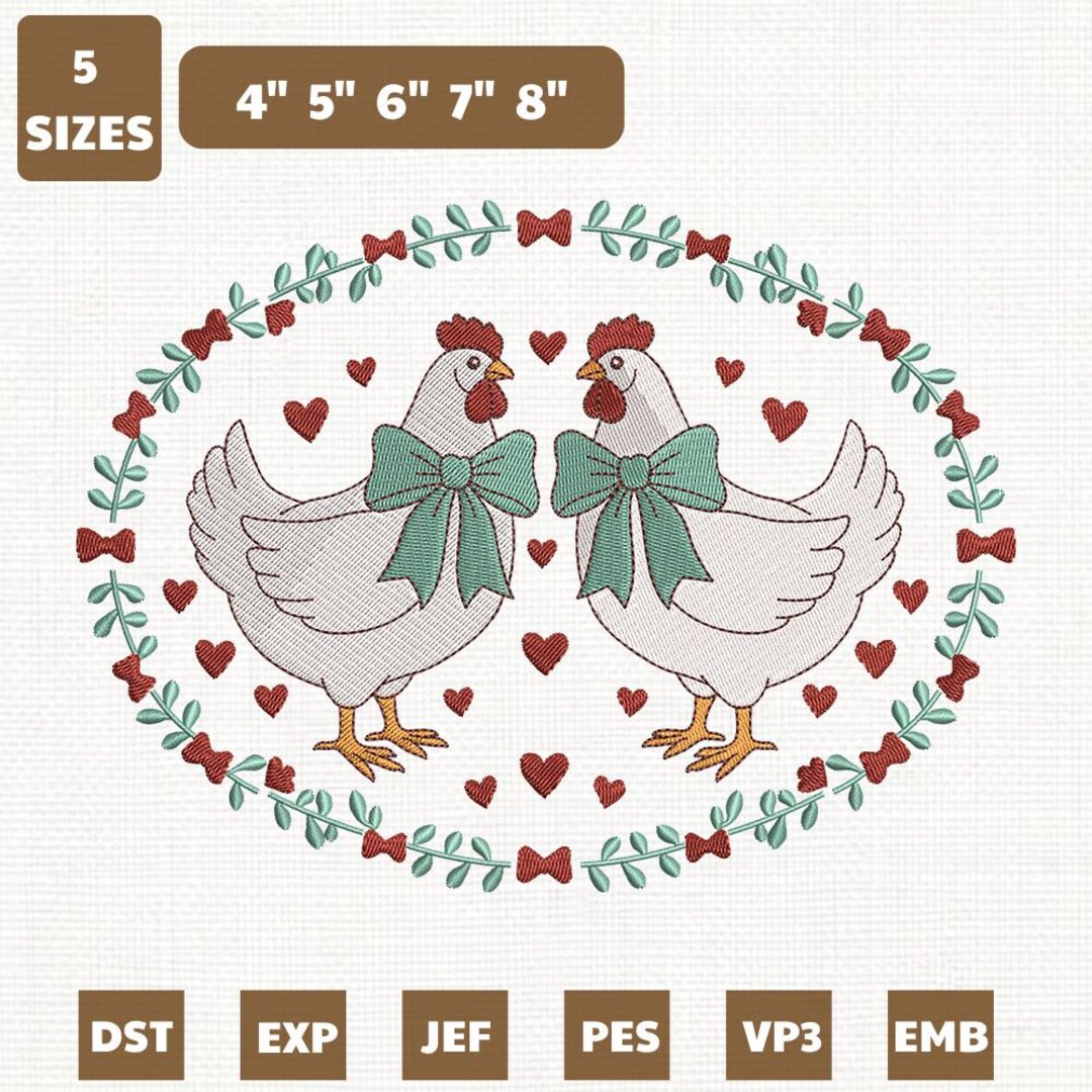 Vintage Thrifted Hens Machine Embroidery File, Floral Grandma Core ...
