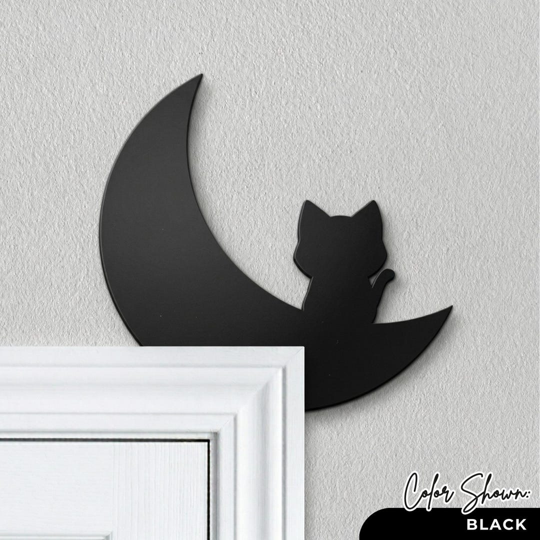 Moon Kitten Door Topper - Reversible Cat and Moon Door Decoration ...