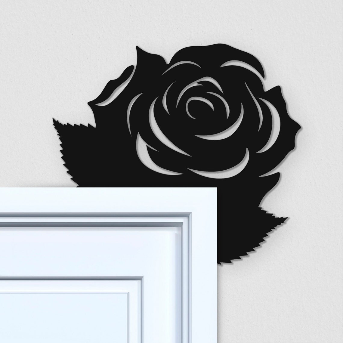 Black Rose Door Topper - Reversible Rose Door Corner - Flower Door ...