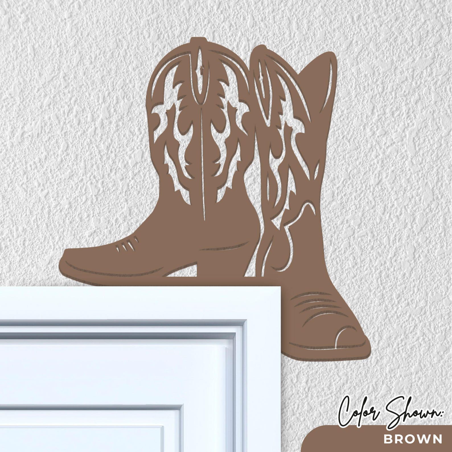 Cowboy Boots Door Corner - Cowboy Boot Door Topper - Brown Boots Door ...