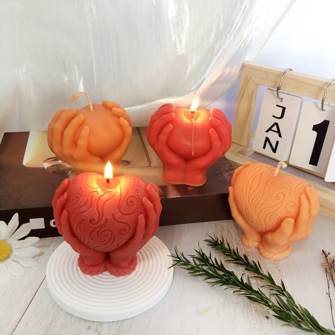 3D Valentine's Day Heart Shaped Aroma Candle Plaster Mould, Desktop ...