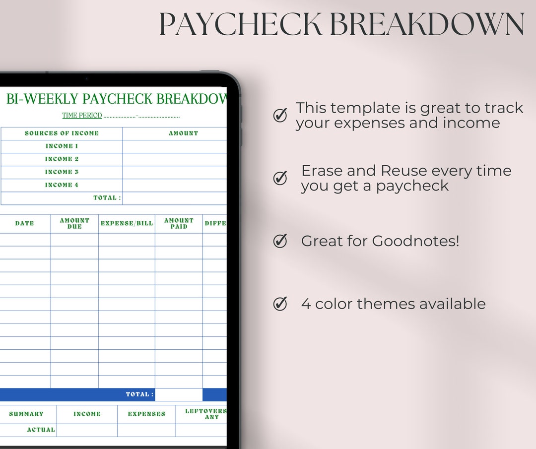Bi-weekly Paycheck Breakdown - Etsy