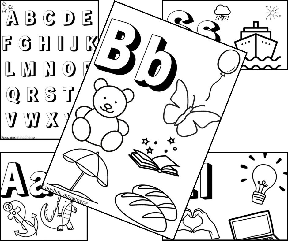 ABC Coloring Pages Alphabet Words and Pictures 27 Pages of Educational ...