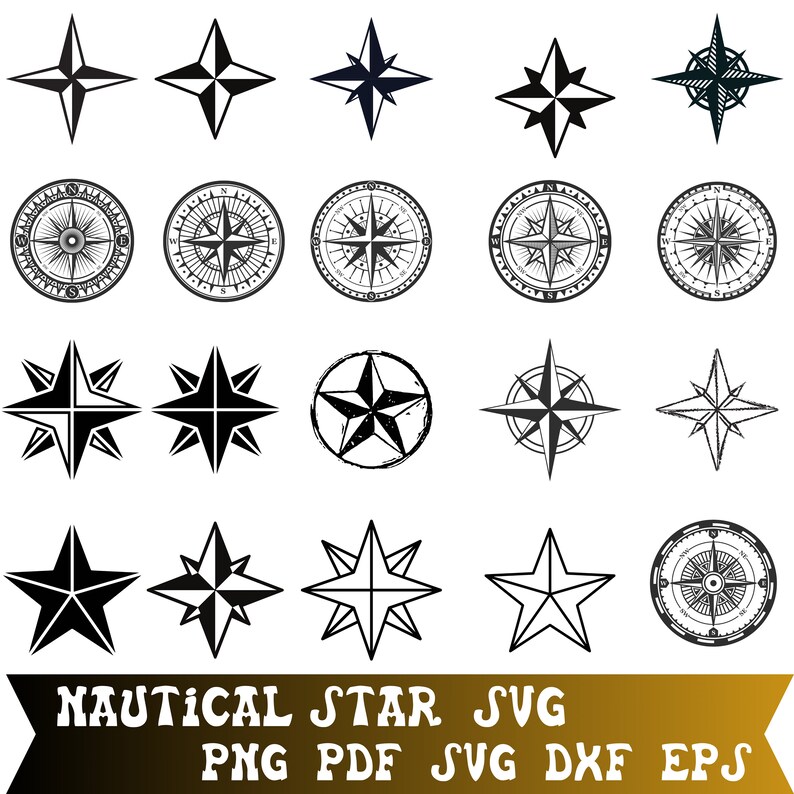 Nautical Star SVG Files Nautical Star Cut Files Nautical Star Vector Files Facet Star Vector ...