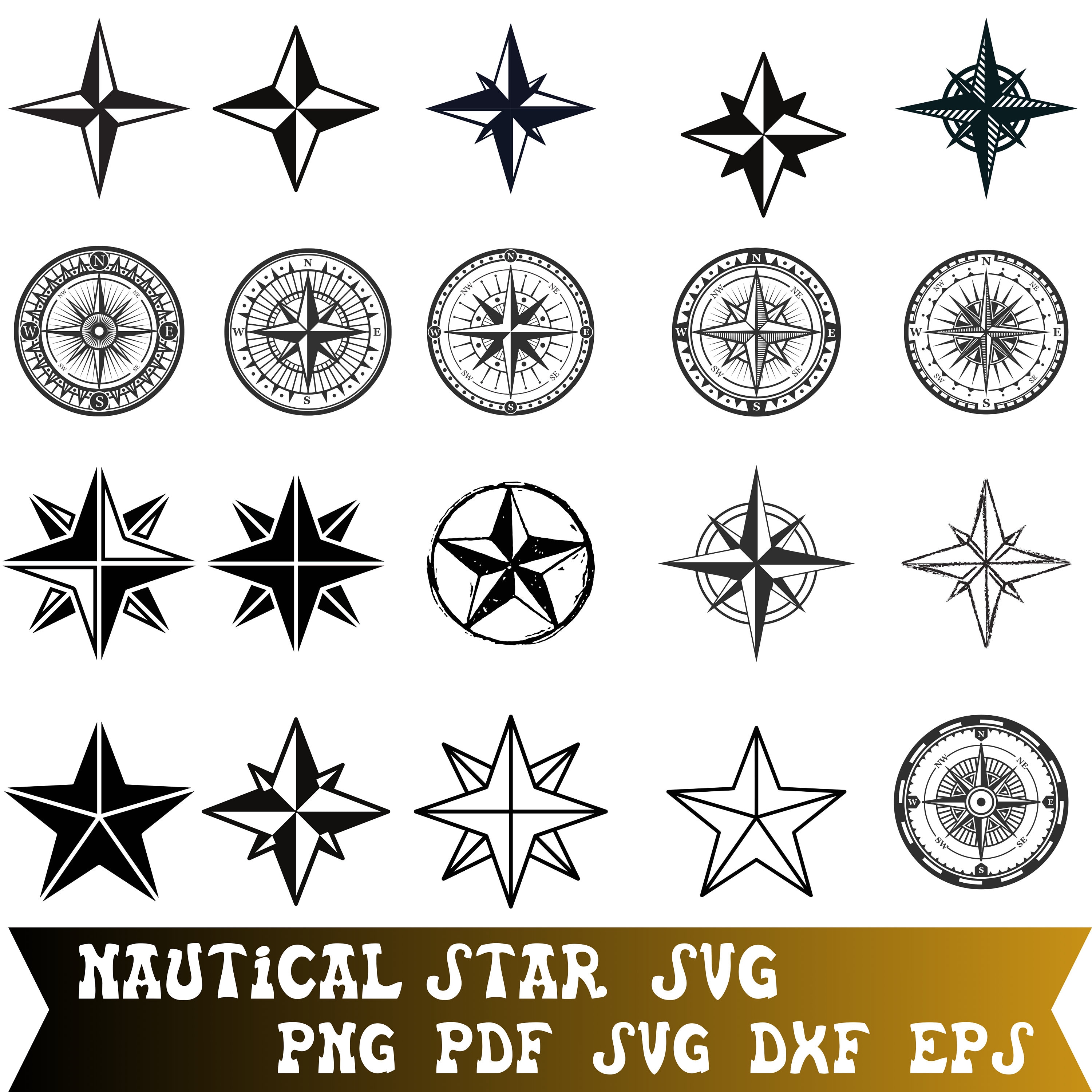 Nautical Star SVG Files Nautical Star Cut Files Nautical Star Vector ...
