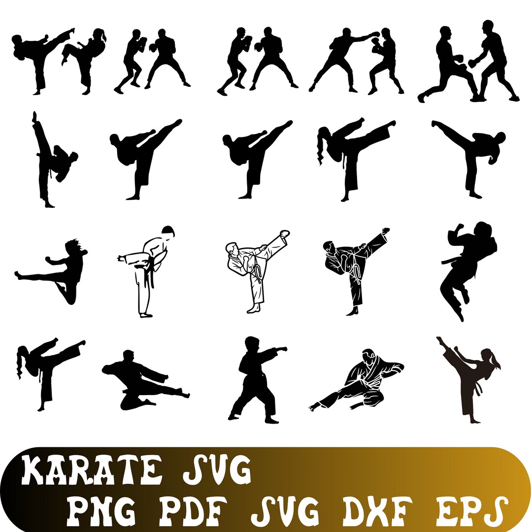Karate Silhouettes Vector Digital Files Svg Dxf Eps Png Silhouette SCAL ...